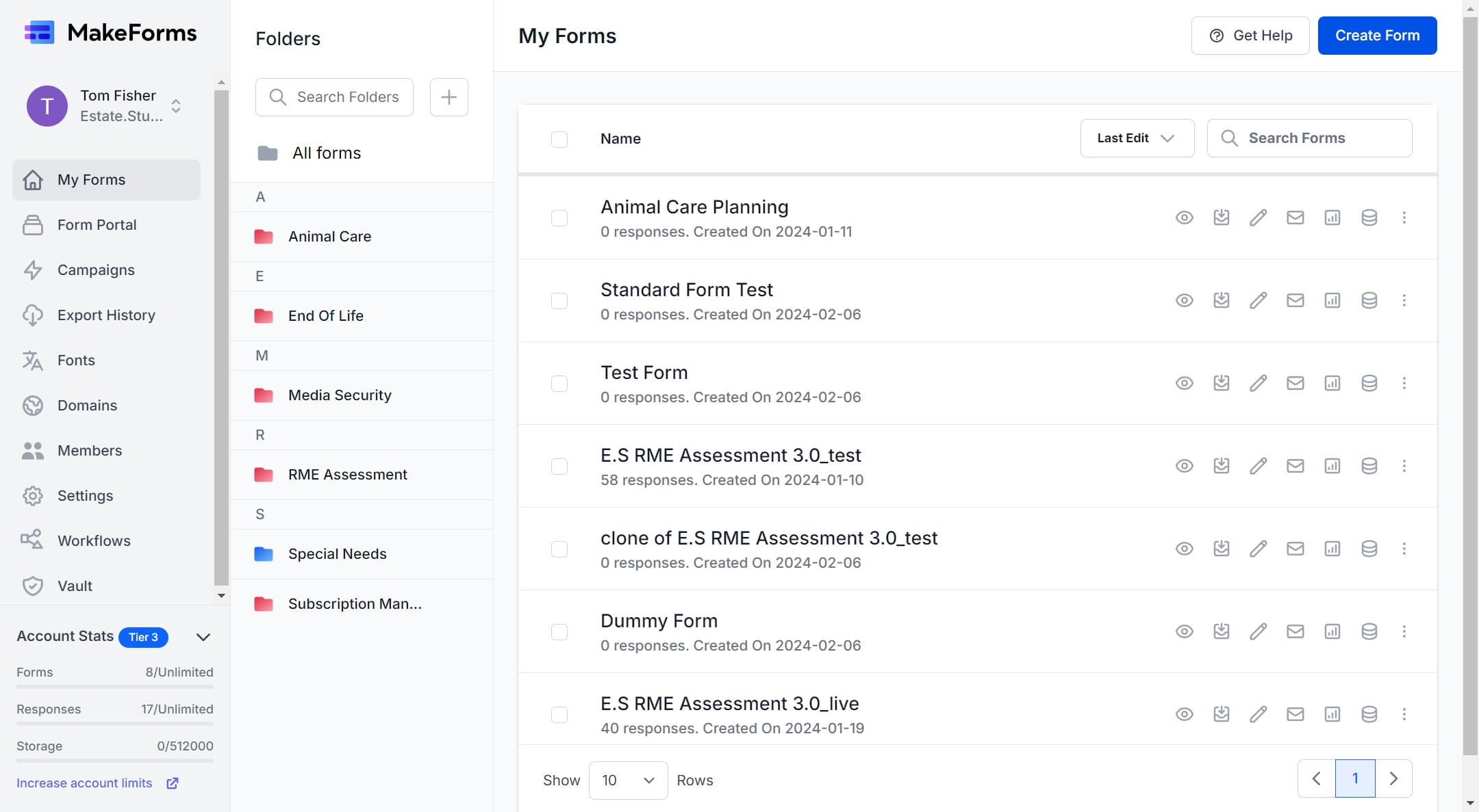 Dashboard | MakeForms.io