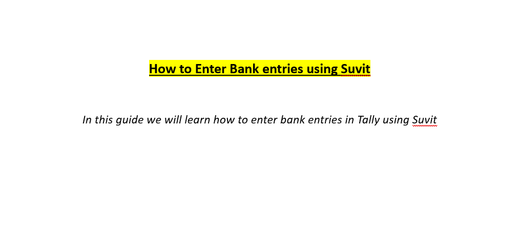 How to enter bank entries using Suvit