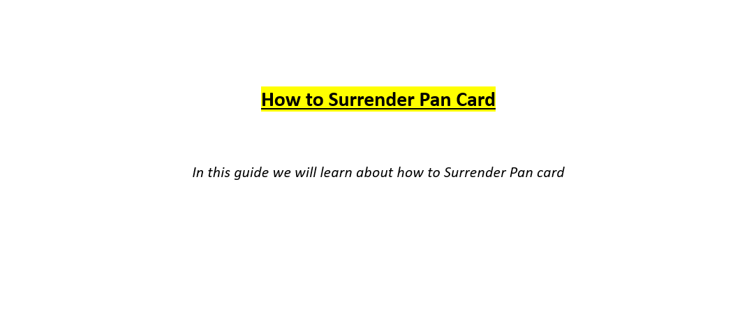 How to Surrender Pan Card