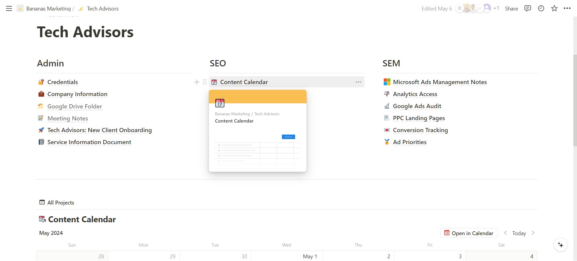 Tech Advisors Dashboard