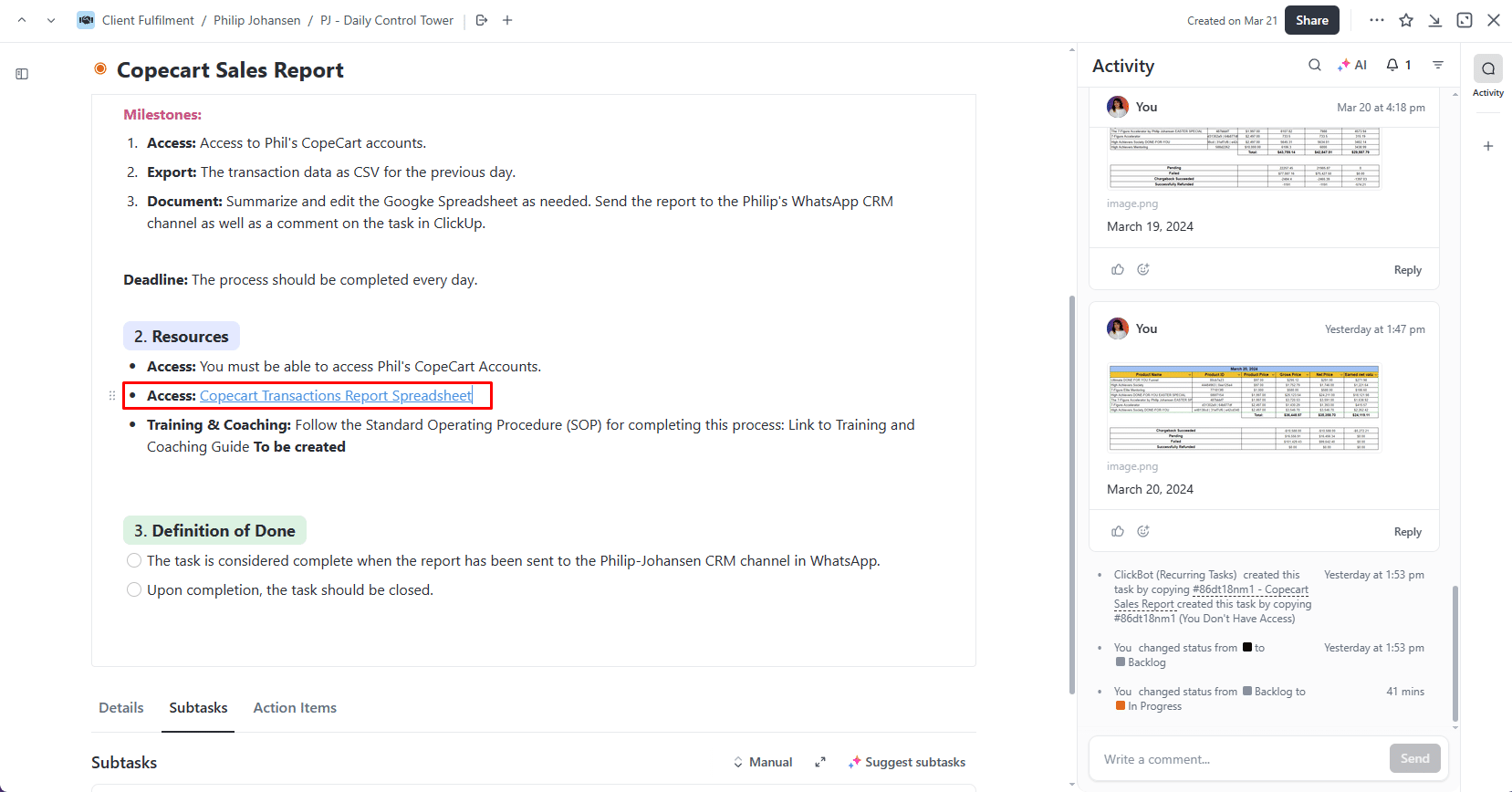 CopeCart Sales Report (Task)